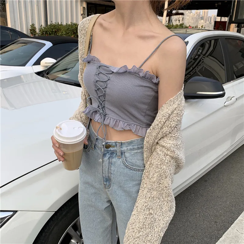 MUMUZI с цветочным рисунком и оборками сексуальные майки сзади на ...