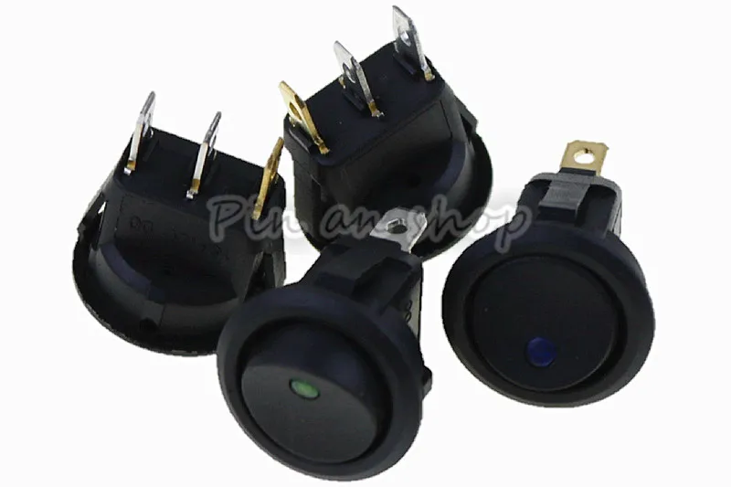 10 Pcs Blue LED On Off Round Rocker Switches 12 Volt Car Automotive ...