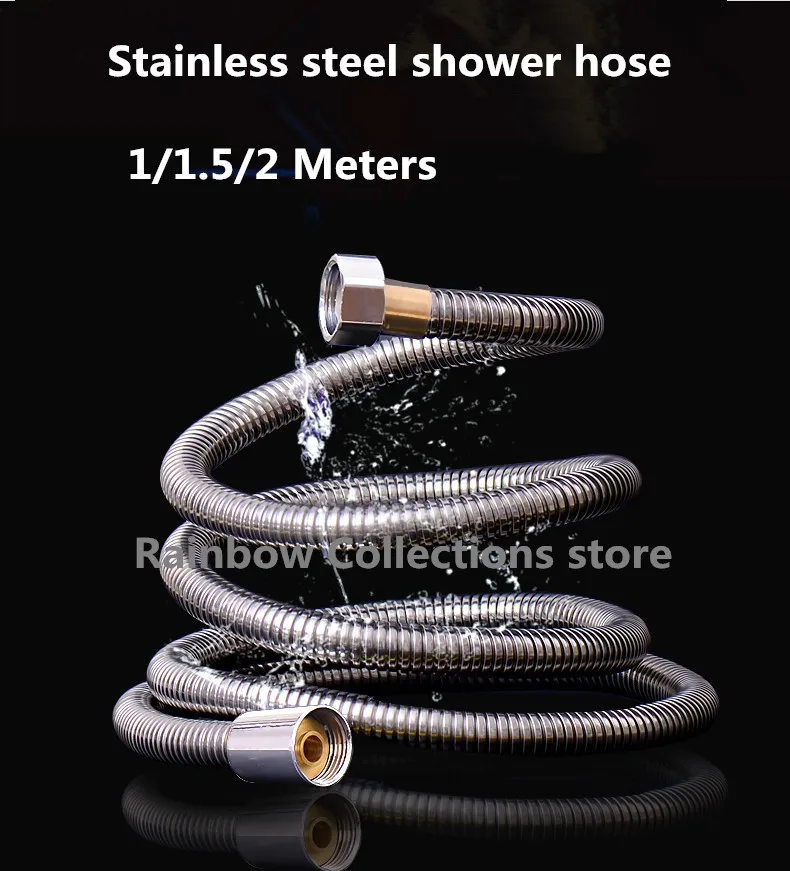 1/1.5/2m Stainless Steel Shower Hose Soft Shower Pipe Flexible Bathroom ...