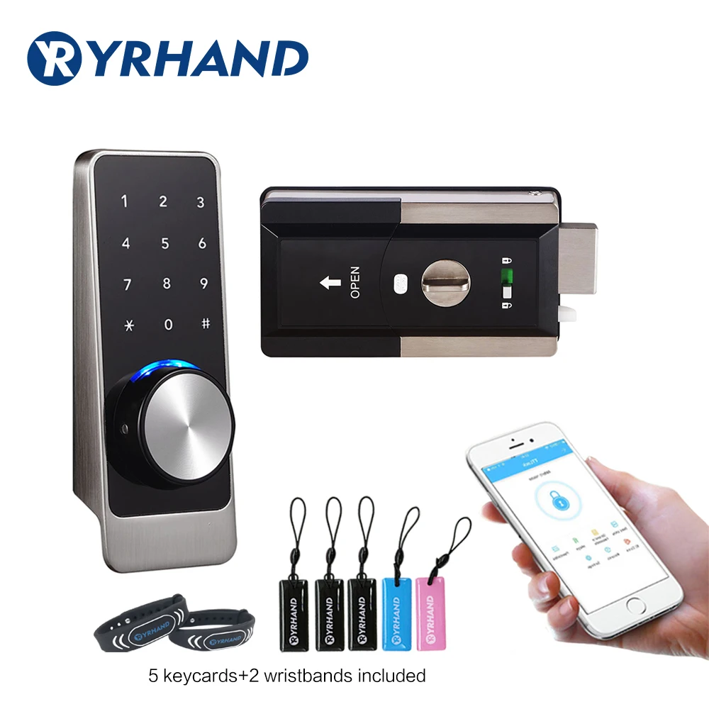 Waterproof-Smart-door-rim-locks-Bluetooth-App-RFID-Keypad-Electronic ...