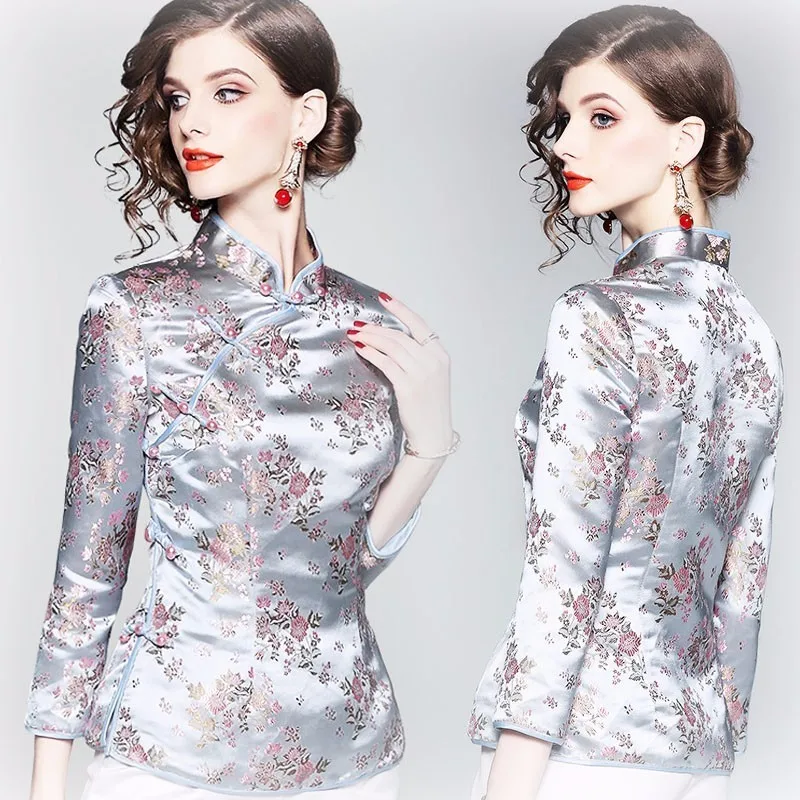 SHENG COCO Chinese Tops Ladies Qipao Tang Fashion Jacquard Cheongsam ...