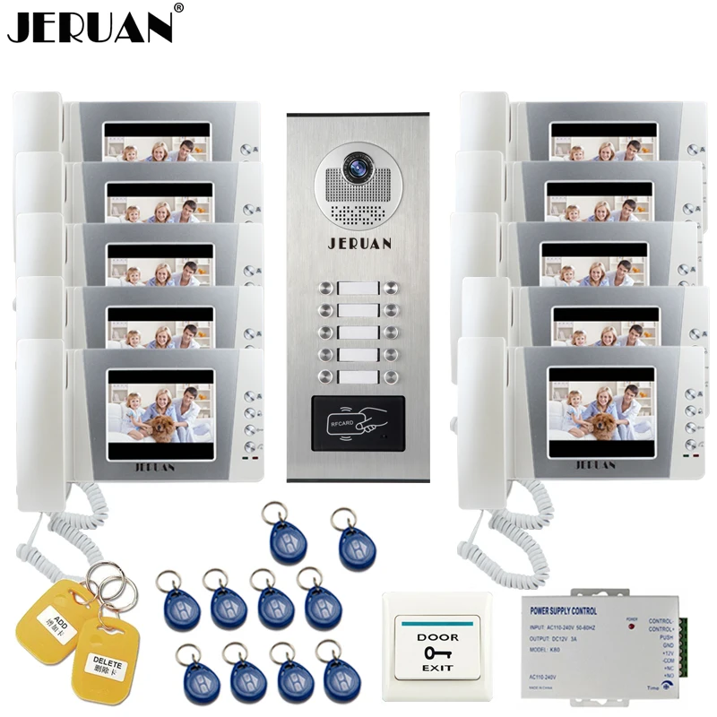 JERUAN 4.3 inch LCD Video Intercom Doorbell Door Phone Intercom System ...
