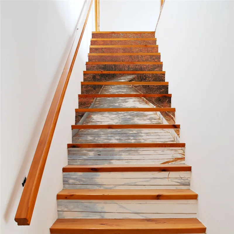 JERMYN Creative 3D Landscape Stairs Sticker Waterproof Forest Stone ...