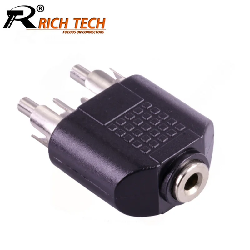 10pcs/lot Nickel Plated Dual RCA Male Plug to 1X3.5mm Mono Female ...