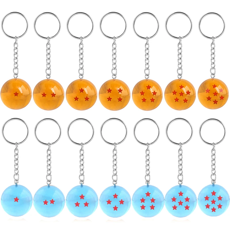 14pcs Wholesale Cartoon Keychain Z 1-7 Stars Balls Metal Pendant Keying ...