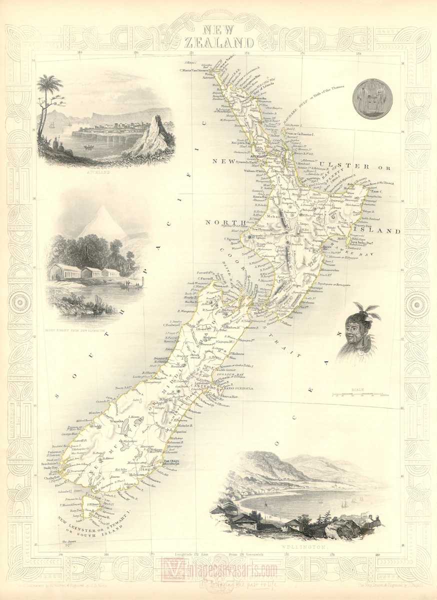 NZ New Zealand Map Maori Travel Vintage Poster Retro Canvas Painting ...