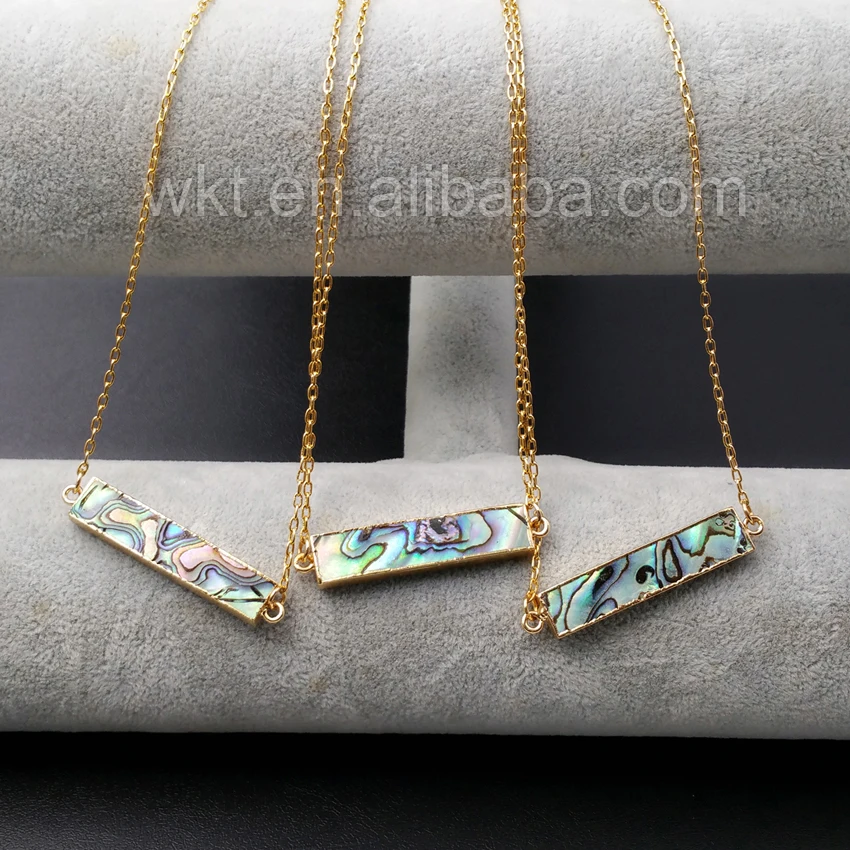 WT N916 Natural Abalone Shell Necklace With Gold Color Unique Design ...