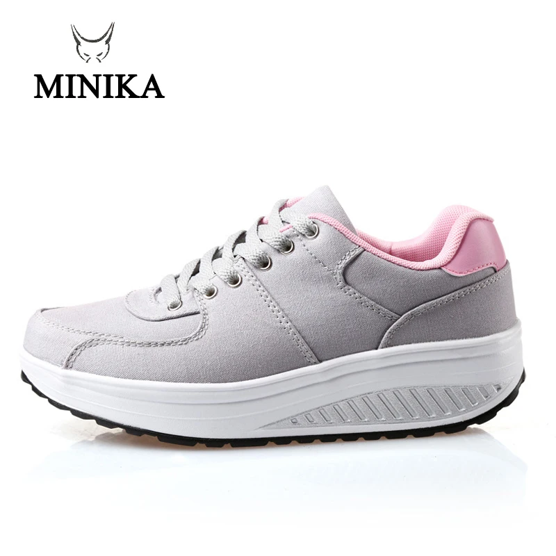 Oulan New Women Toning Shoes Grey Lace up Breathable Zapatos Mujer ...