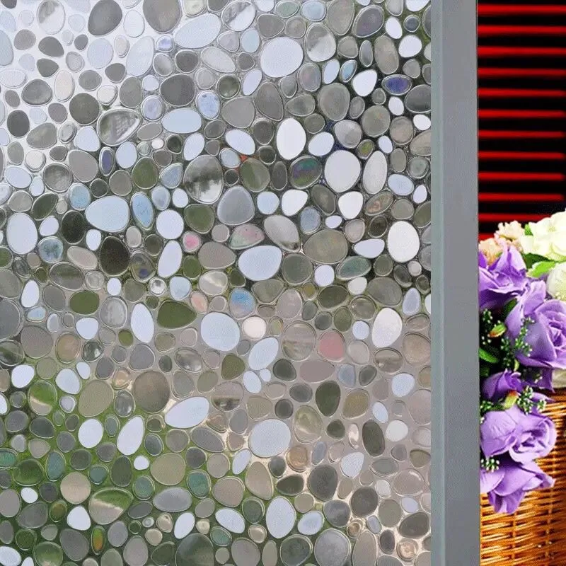 Colorful Cobblestone Static Cling Opaque Self Adhesive Window Film Sunscreen Vinyl Frosted