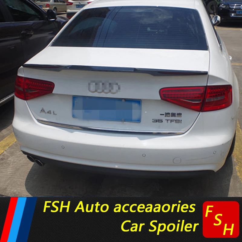 For Audi A4 Spoiler Type ABS Material Car Rear Wing Primer Color Rear