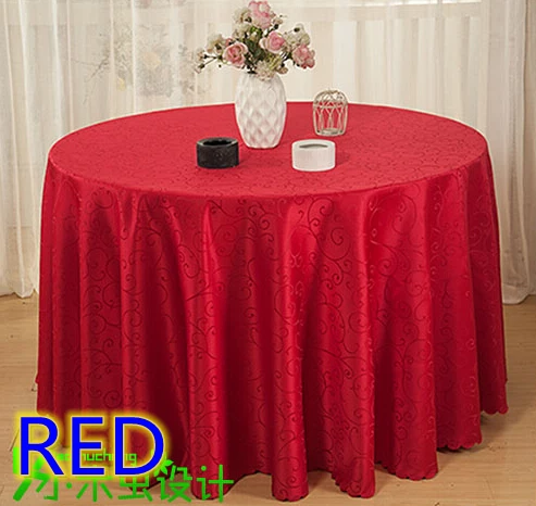 Red jacquard round table cloth,polyester damask pattern table cover for ...