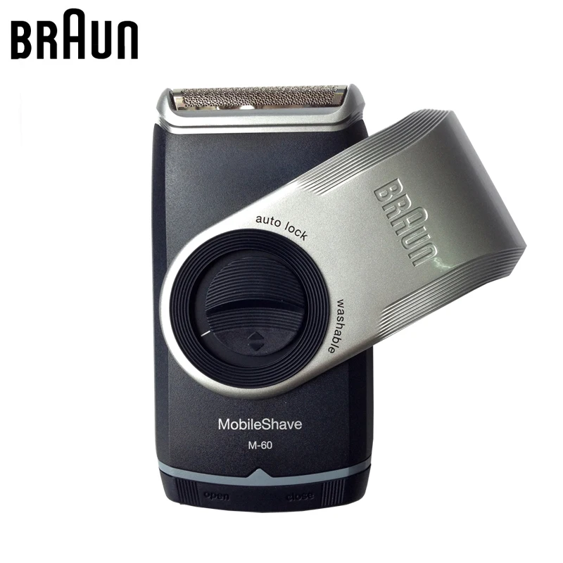 Braun Afeitadora eléctrica M60 plata metálica portátil lavable Cara ...