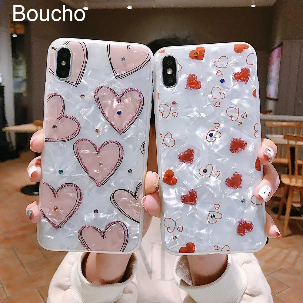 Funda de silicona con forma de corazón de concha colorida de Boucho ...