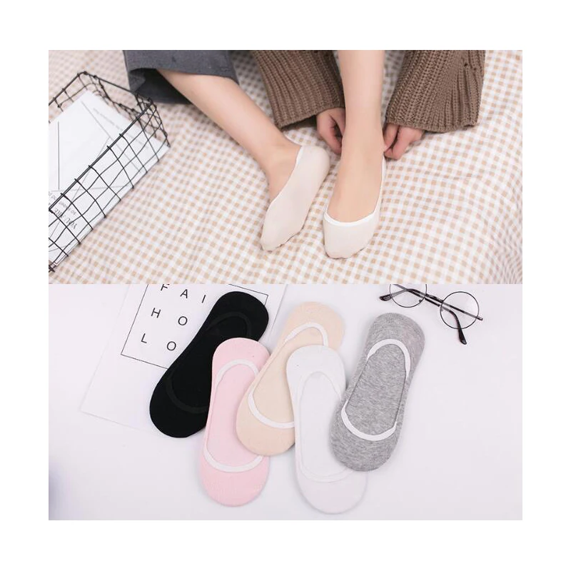 Women Socks Solid Color Invisible Shallow Mouth Boat Sock Comfortable ...