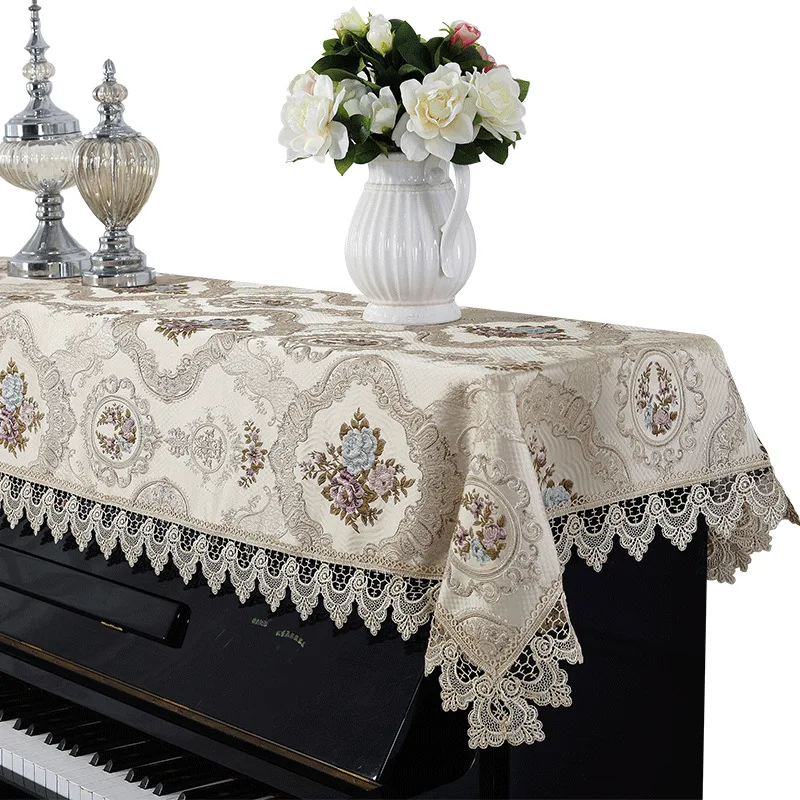 Elegant-Embroidered-Lace-Piano-Cover-Pastoral-Rustic-Style-Piano-Towels ...