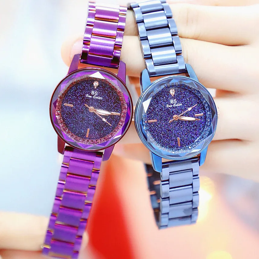 Luxury Starry Sky Dial Crystal Women Watches Colorful Quartz Watch ...