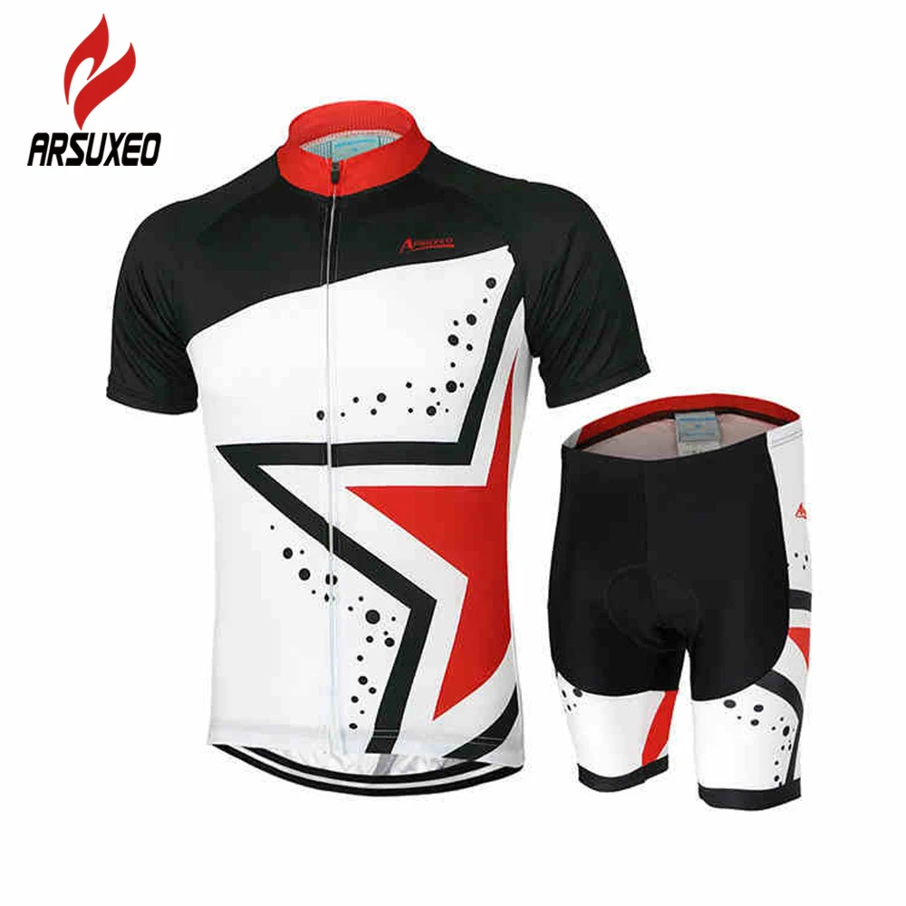 ARSUXEO Men Bike Cycling Clothing Suit Short Sleeves Jersey 3D Gel ...