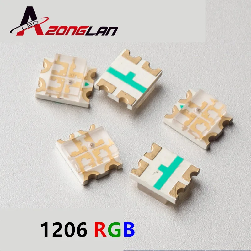 100pcs 1206 RGB Common Anode SMD 1206 LED Bead 3227 RGB Tricolor Red ...