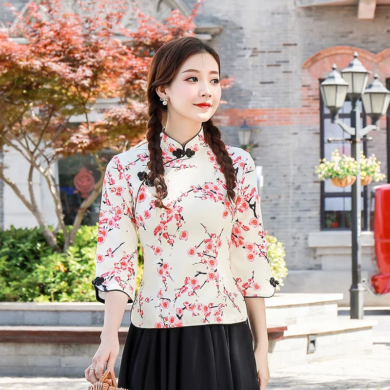 Sheng Coco Traditional Chinese Shirts Lady Purple Plum Flowers ...