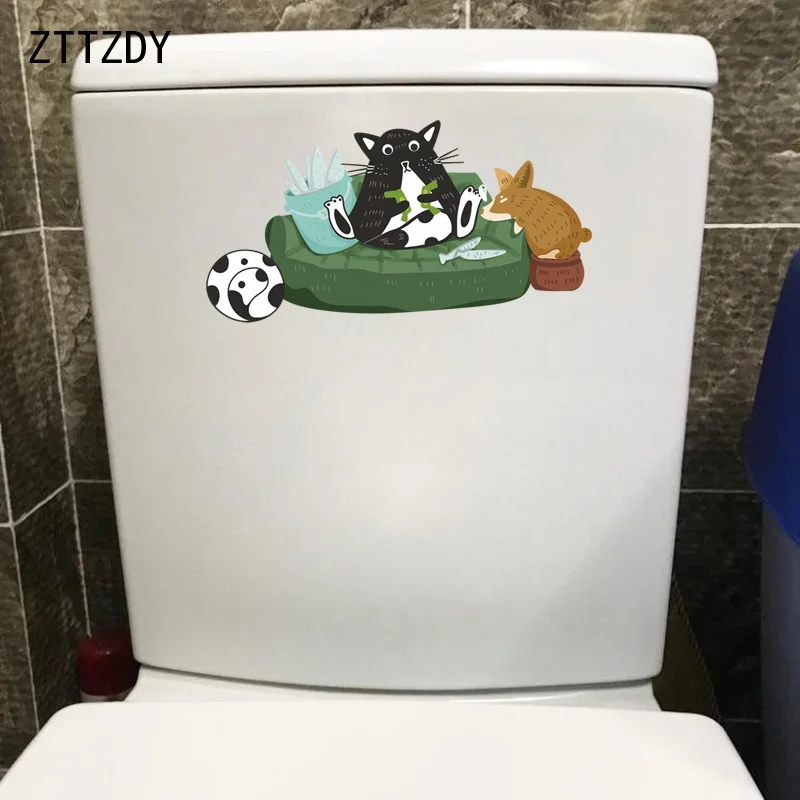 ZTTZDY 24.2*12.7CM Pattern Cat Toilet Sticker Wall Decal Children ...