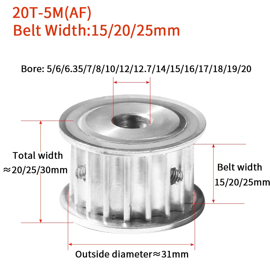 Htd 5m 20t Timing Pulley 20teeth 5m-20t 16mm/21mm/26mm Width Toothed ...