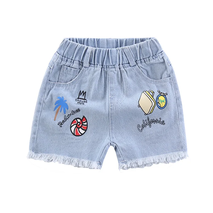 Tassel Girls Shorts 2 3 4 5 6 7 Denim Light Blue Cute Conch Short Fille ...