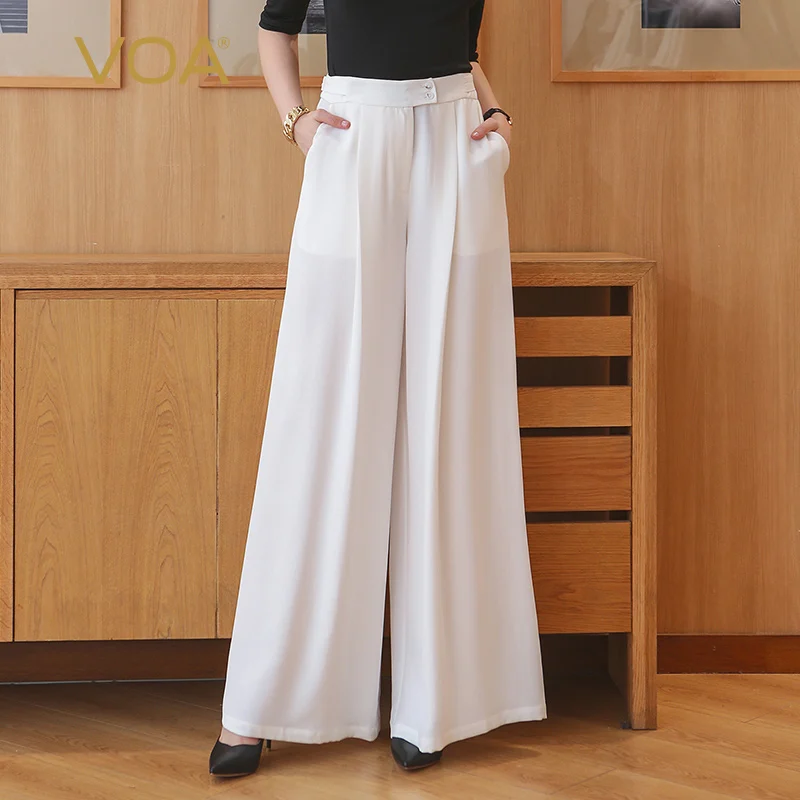 Aliexpress Buy VOA White High Waist Palazzo Pants Plus Size