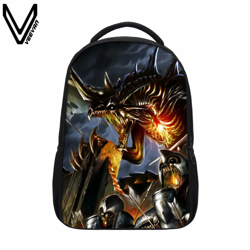 VEEVANV Men Backpack Casual 3D Fire Dragon Printing Backpacks Fashion ...