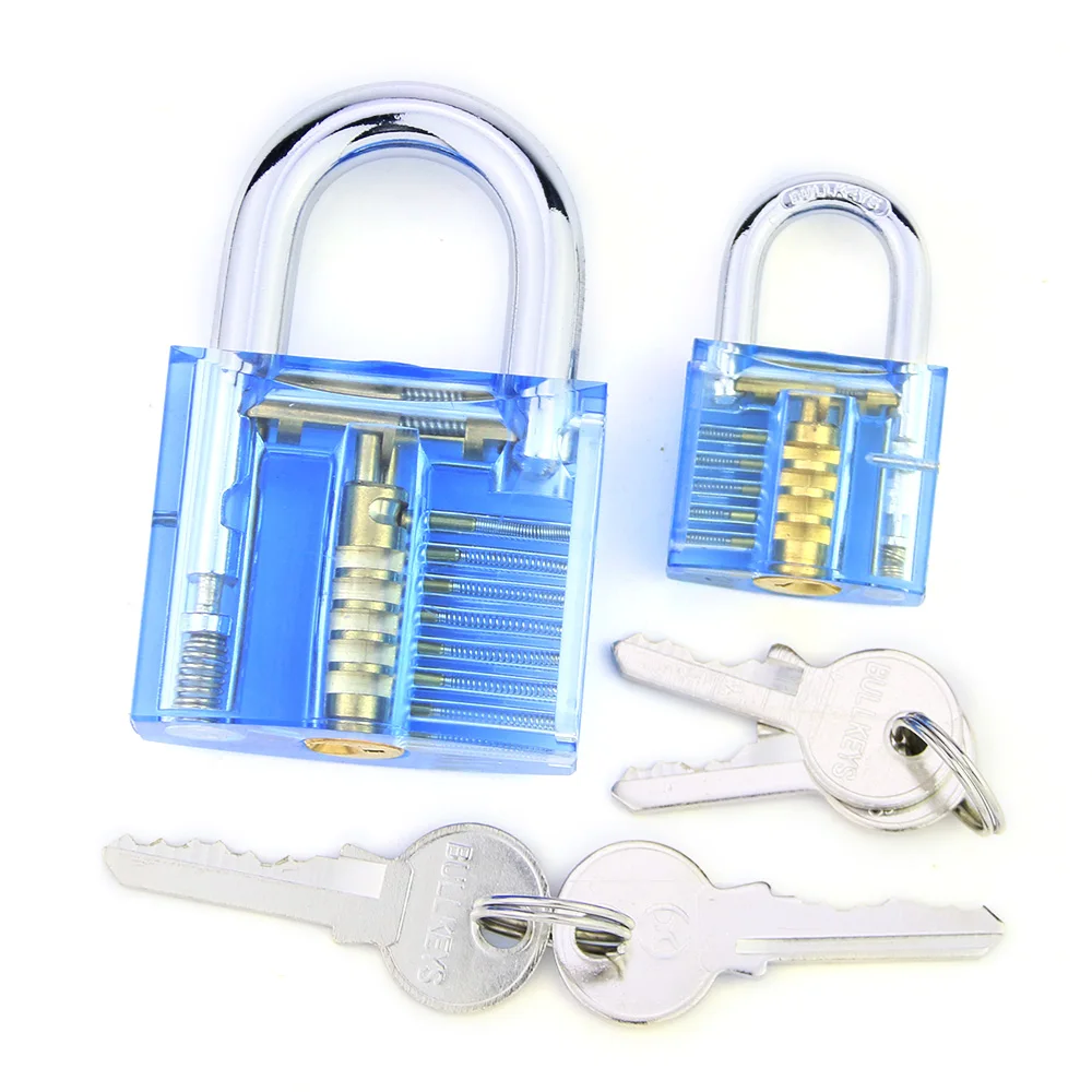 Two Blue Transparent Crystal Lock Set Visible Pick Cutaway Practice ...
