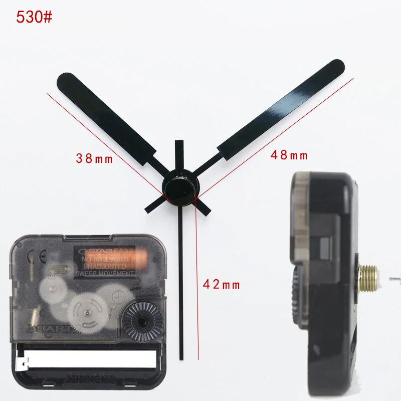 Ostar Silent Movement Plastic Quartz Clock Mechanism With Black Short ...