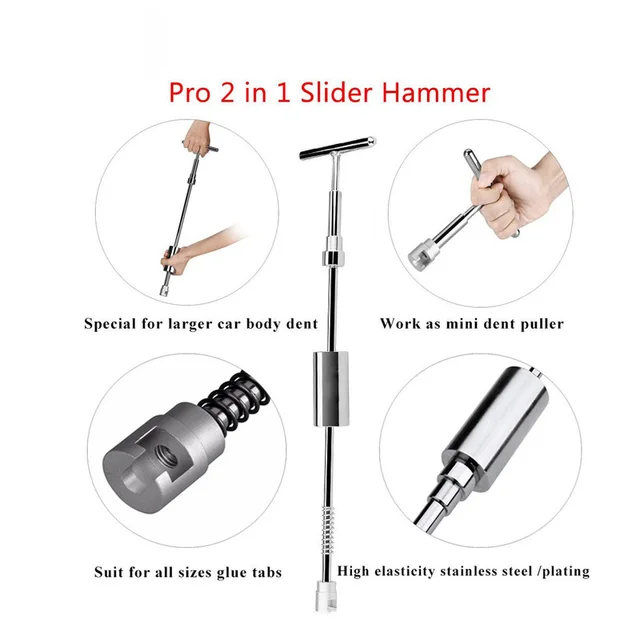 Slide Hammer Dent Puller - Professional Metal Kit with 18 Glue Tabs ...