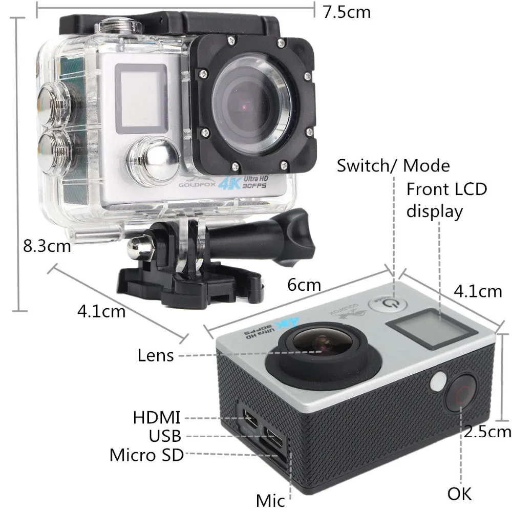 Hot Offer LCD Dual Screen Ultra HD 4K WiFi Sports Action Camera 16MP ...
