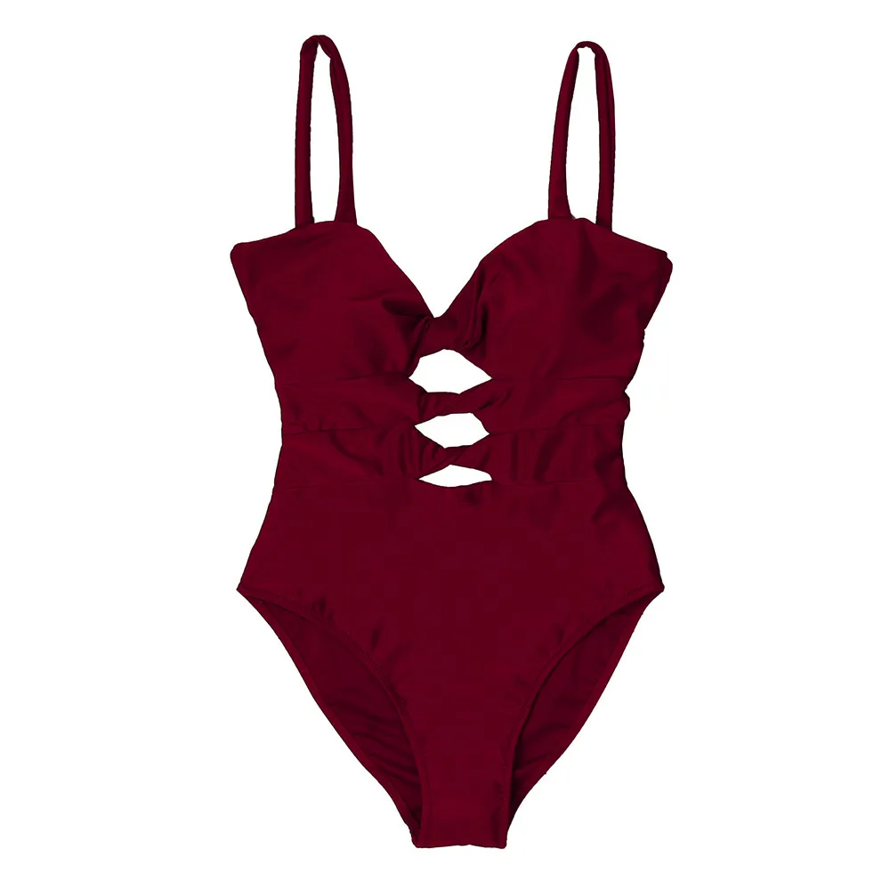 Swimwear Women One Piece Summer Sexy Red Bikini Push Up Padded Swimsuit