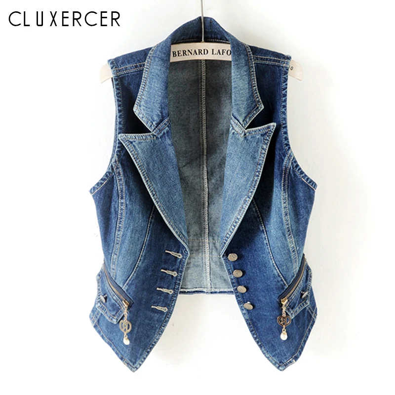 Spring Sleeveless Women Denim Vests Plus size 3XL Fashion Casual Tops ...