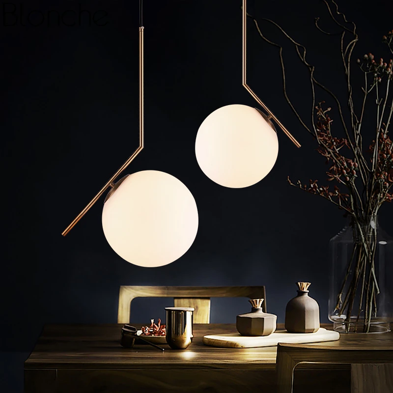 Aliexpress.com : Buy Modern Nordic Glass Ball Pendant Lights for Living ...