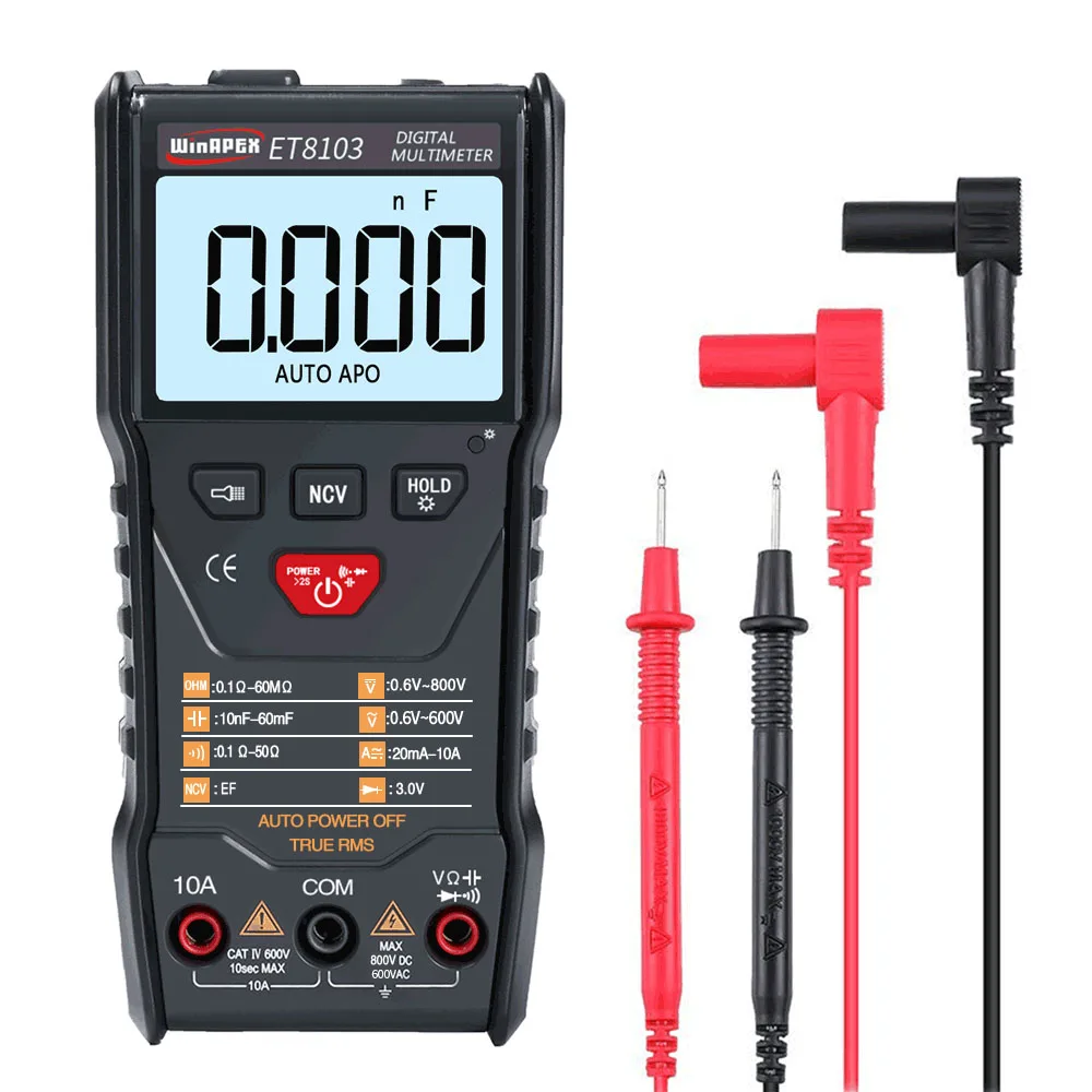 Digita Multímetro LCD Mini 6000 Counts Auto Medida Multímetro AC/DC ...