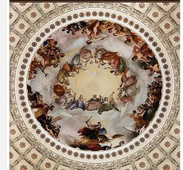 custom 3d ceiling murals wallpaper European square frescoes wallpaper ...