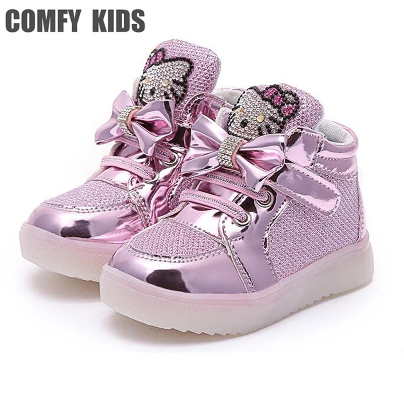 Girls shoes baby Fashion Hook Loop led shoes kids light up glowing ...