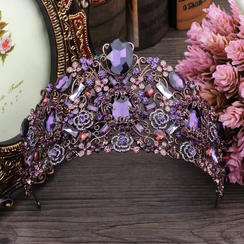 Aliexpress.com : Buy Luxury Purple Crown Crystal Wedding Head Tiaras ...