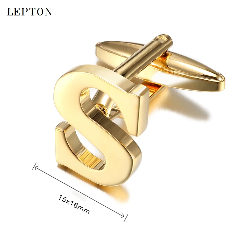 Lepton 남성용 핫 레터 S 커프스 단추 고광택 스테인레스 스틸 커프스 단추 남자 셔츠 커프스 커프스 링크 Relojes Gemeloscufflinks For