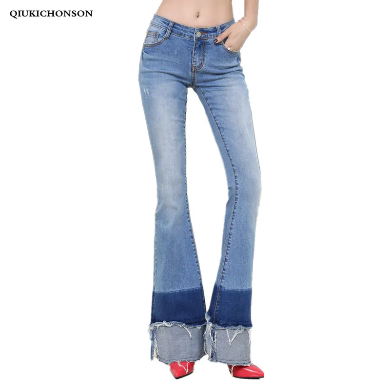 Ripped Flare Jeans Woman 2018 Spring Autumn Vintage Korean Style High