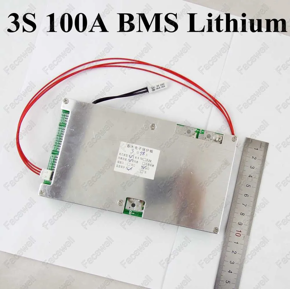 11.1V 12V 12.6V 100A 3 cell battery protection bms board bms pcb 3S ...