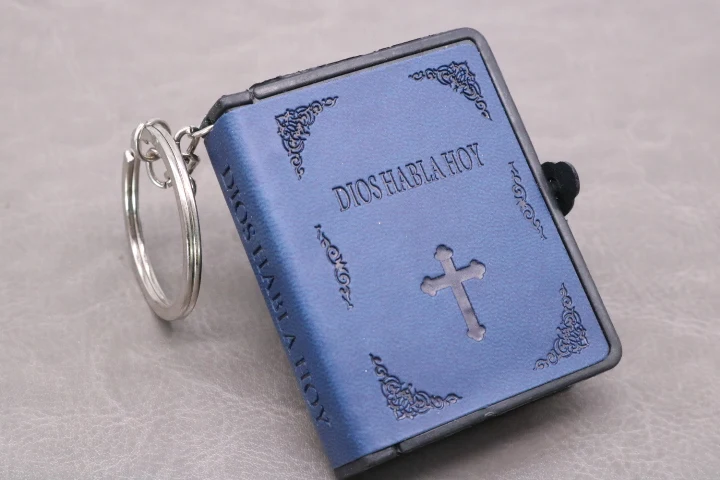 Large 4 Leather Bible Book Key Chain Christ Bible Book Key Chain ...