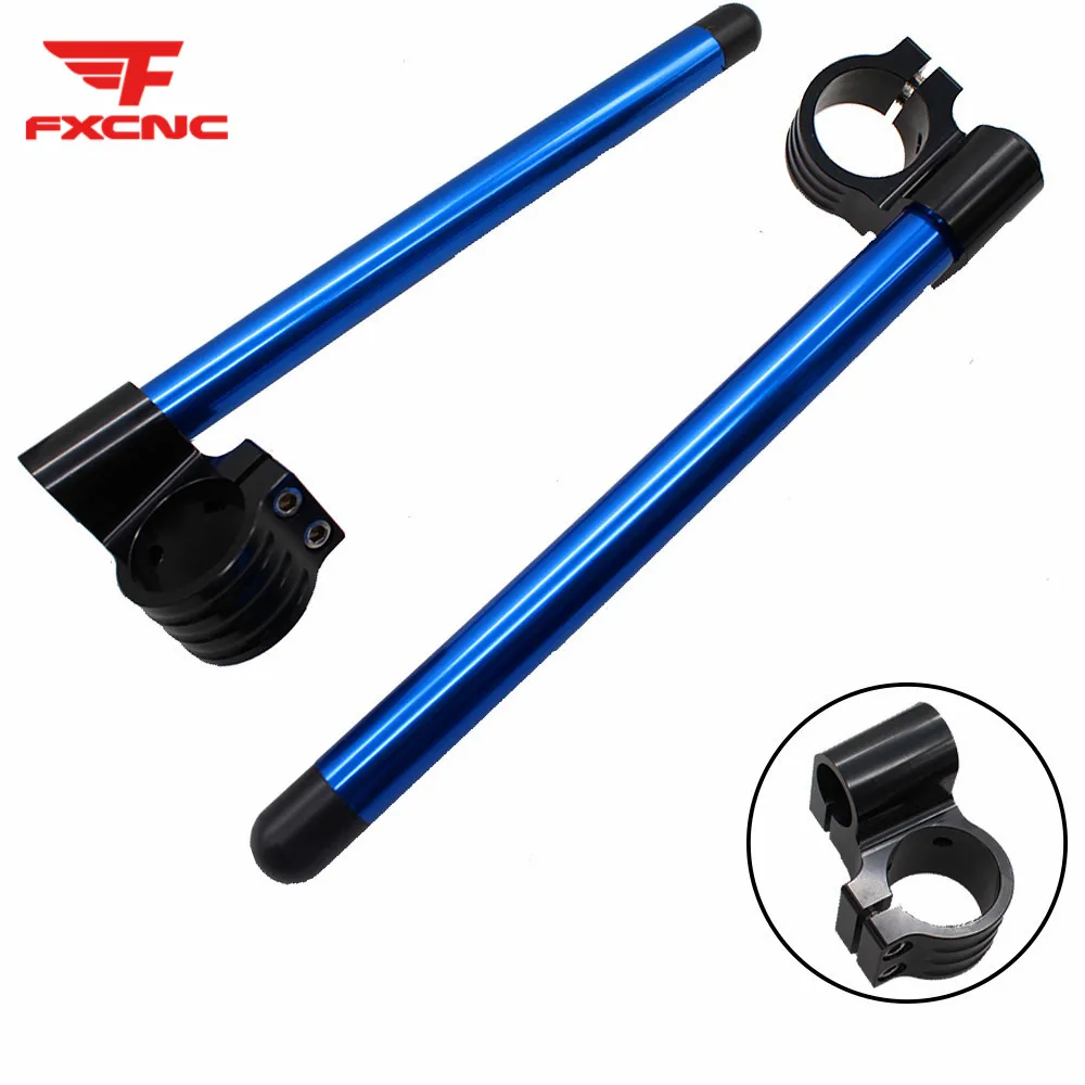 Fxcnc Blue 7 8 Motorcycle Handlebars Riser Clip On Fork Handle Bars