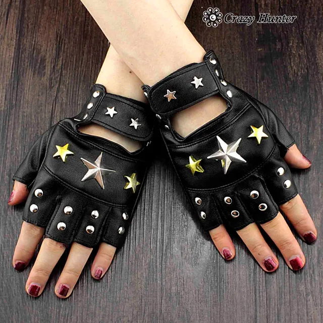 Fingerless leather gloves womens store