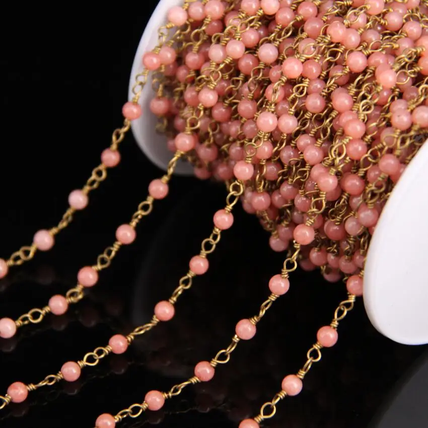 4mm Pink Jasper Smooth Round Beads Chains Crafts Findings,Natural ...