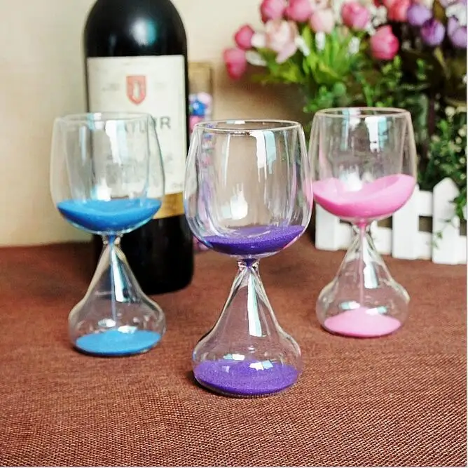 Romantic Home Ornaments Wine Glasses Hourglass Crystal 6 Minute Count Down Timer Sandglass Wine