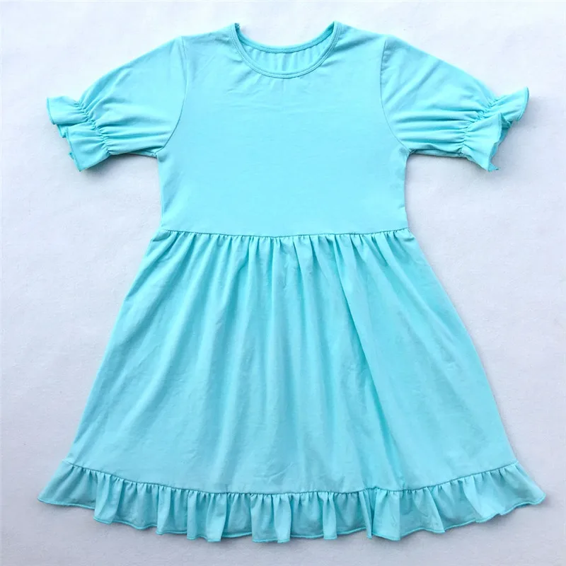 100% Cotton Girl Dress Summer Ruffle Sleeves Dresses For Girls Children ...