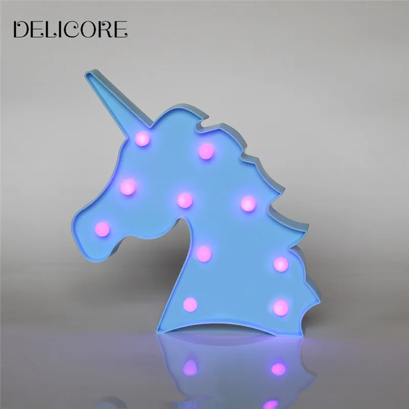 DELICORE Purple Light Unicorn Head Led Night Lights Animal Marquee ...
