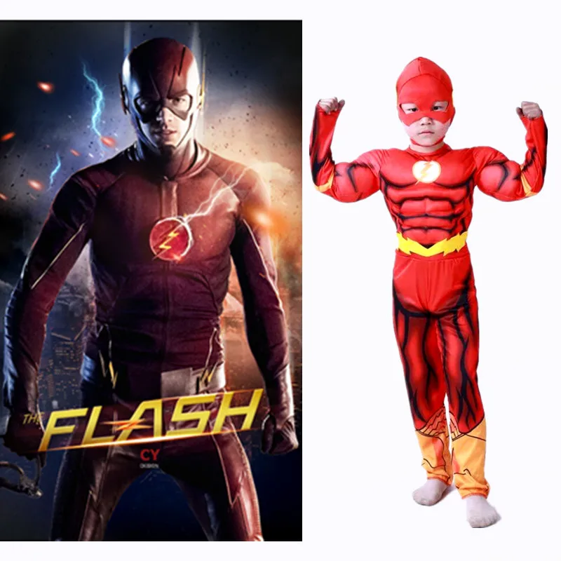 Boys The Flash Muscle Cosplay Costumes Children's day party Halloween ...